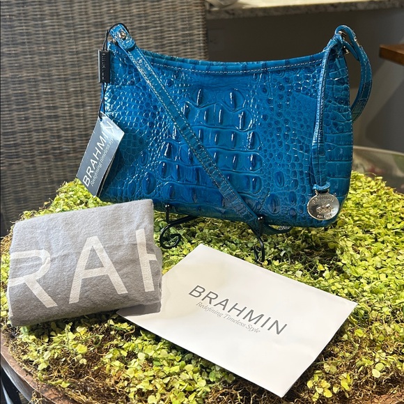 Brahmin | Bags | Brahmin Blue Crocodile Embossed Satchel X 55x 2 Nwt ...